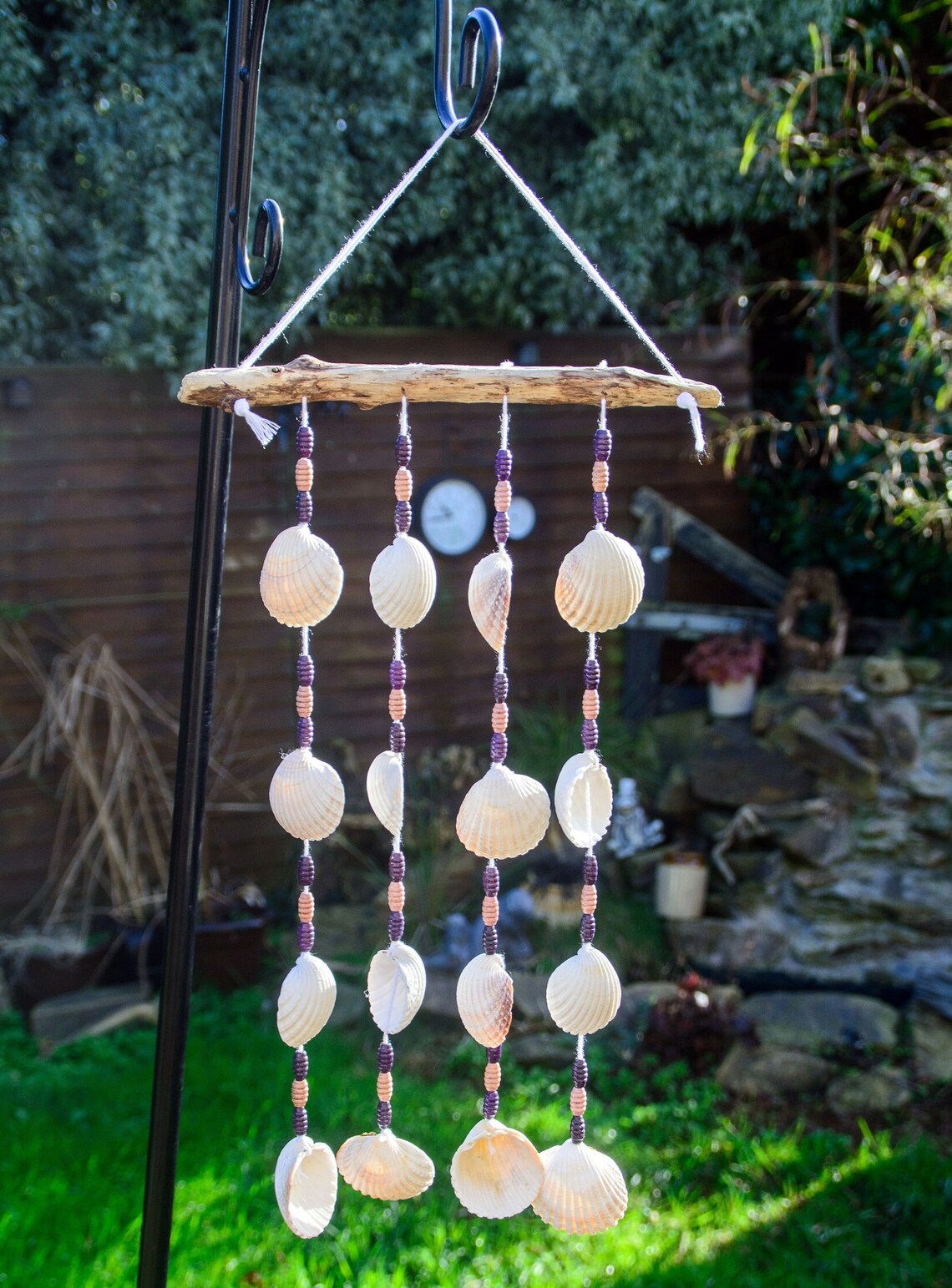 Irish Cockle Shell Wind Chime With Natural Drift Wood Beach Home Decor ...