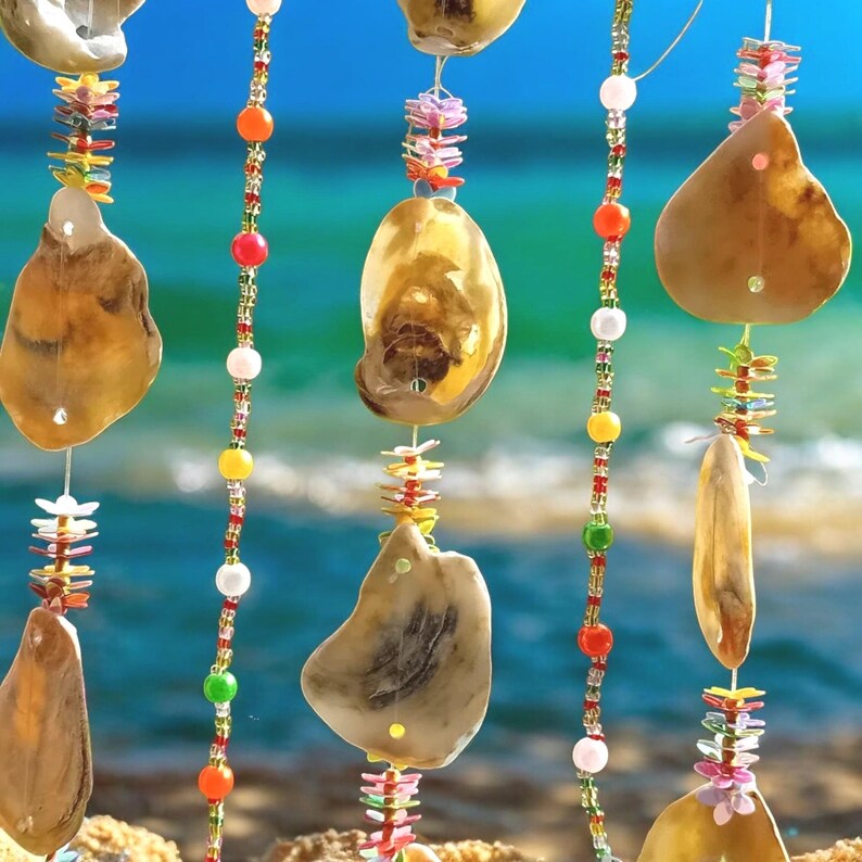 Irish Oyster Shell Wind Chime With Sea-worn Driftwood. Garden ...