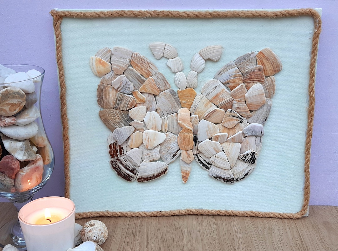 Irish Sea Shell Mosaic Butterfly Wall Hanging. Beach and Home Decor ...