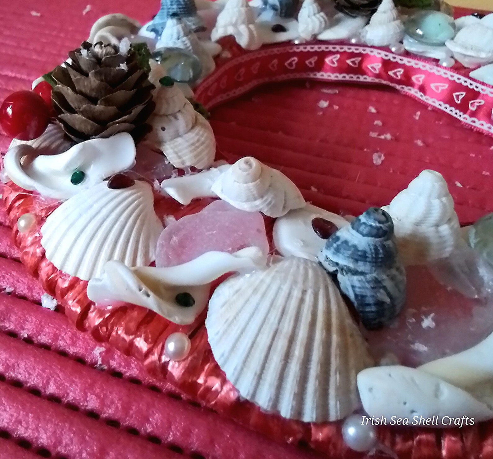 Irish Christmas Sea Shell Table Centrepiece With Sea Glass, Wreath ...