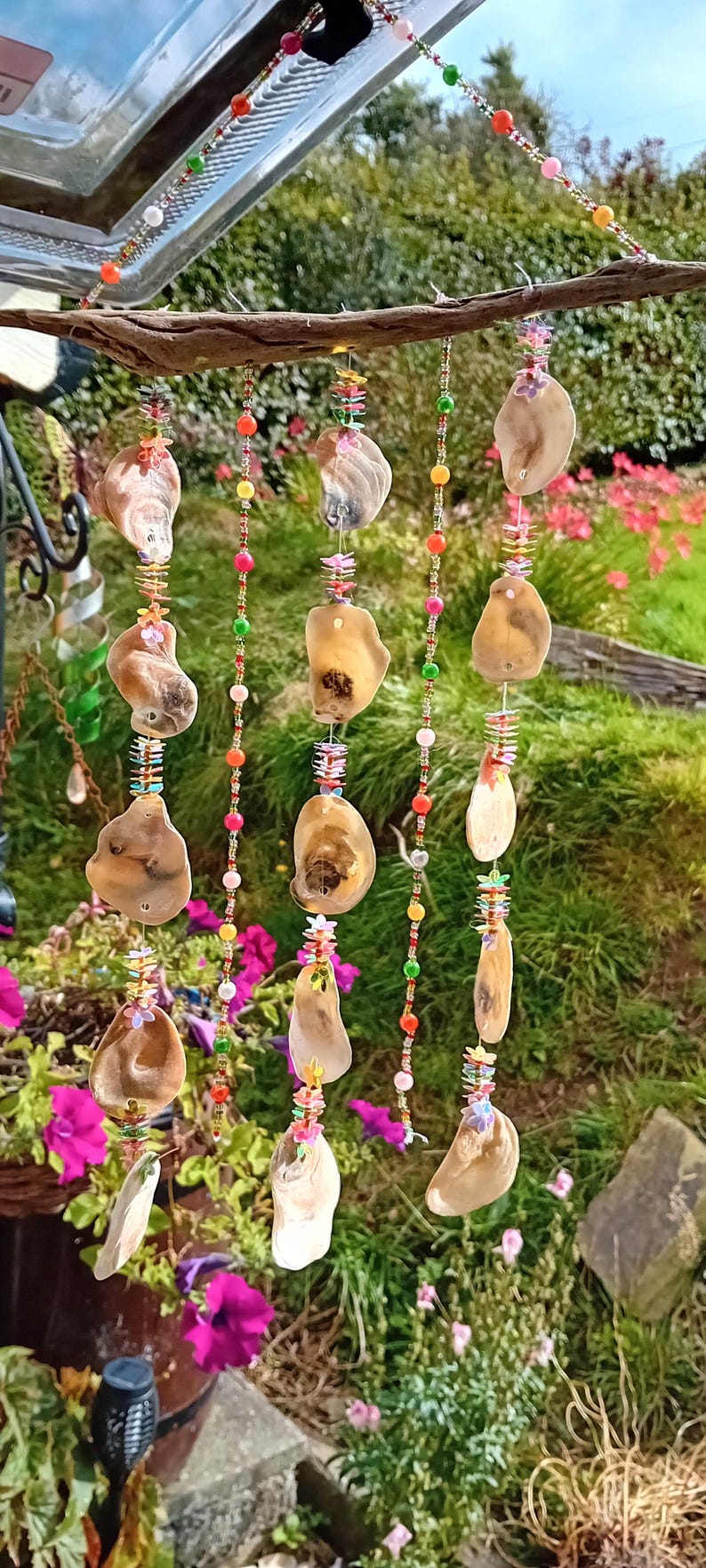 Irish Oyster Shell Wind Chime With Sea Worn Drift Wood. Beach & Home ...