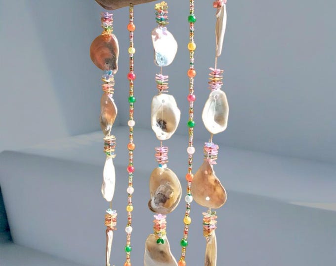 Irish Oyster Shell Wind Chime With Sea-worn Driftwood. Garden ...