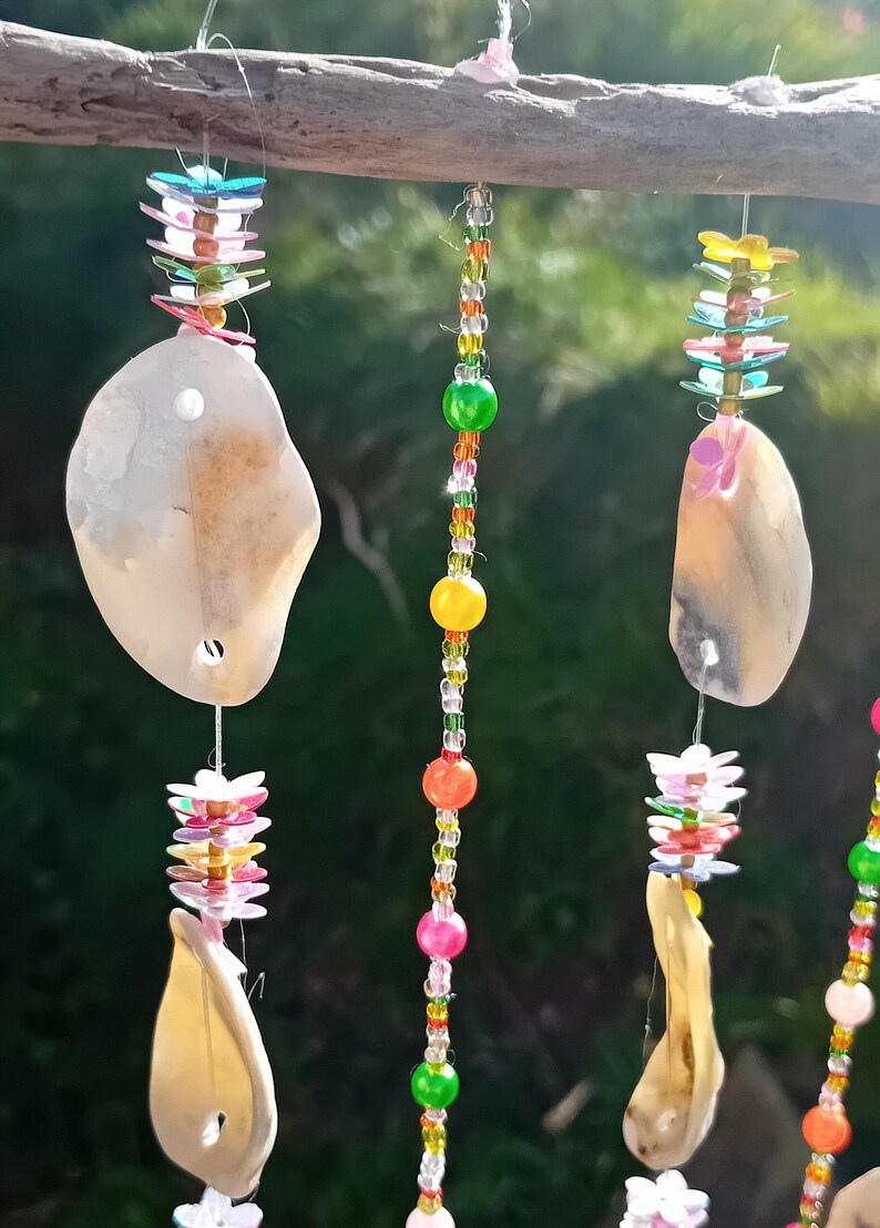 Irish Oyster Shell Wind Chime With Sea Worn Drift Wood. Beach & Home ...