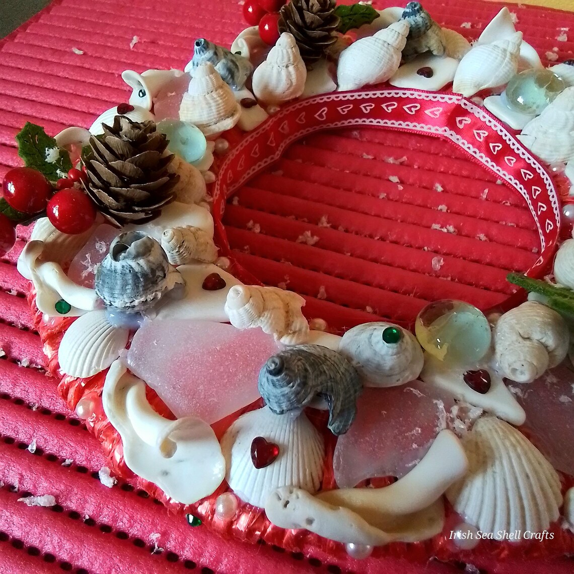 Irish Christmas Sea Shell Table Centrepiece With Sea Glass, Wreath ...