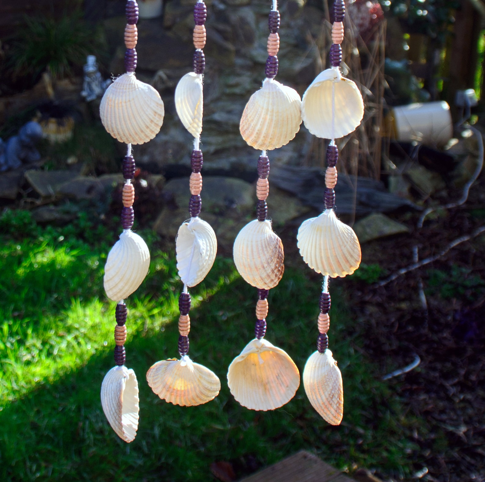 Irish Cockle Shell Wind Chime With Natural Drift Wood Beach Home Decor ...