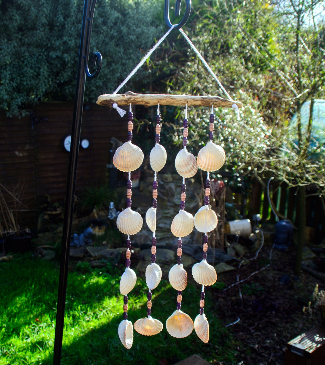 Irish Cockle Shell Wind Chime With Natural Drift Wood Beach Home Decor ...