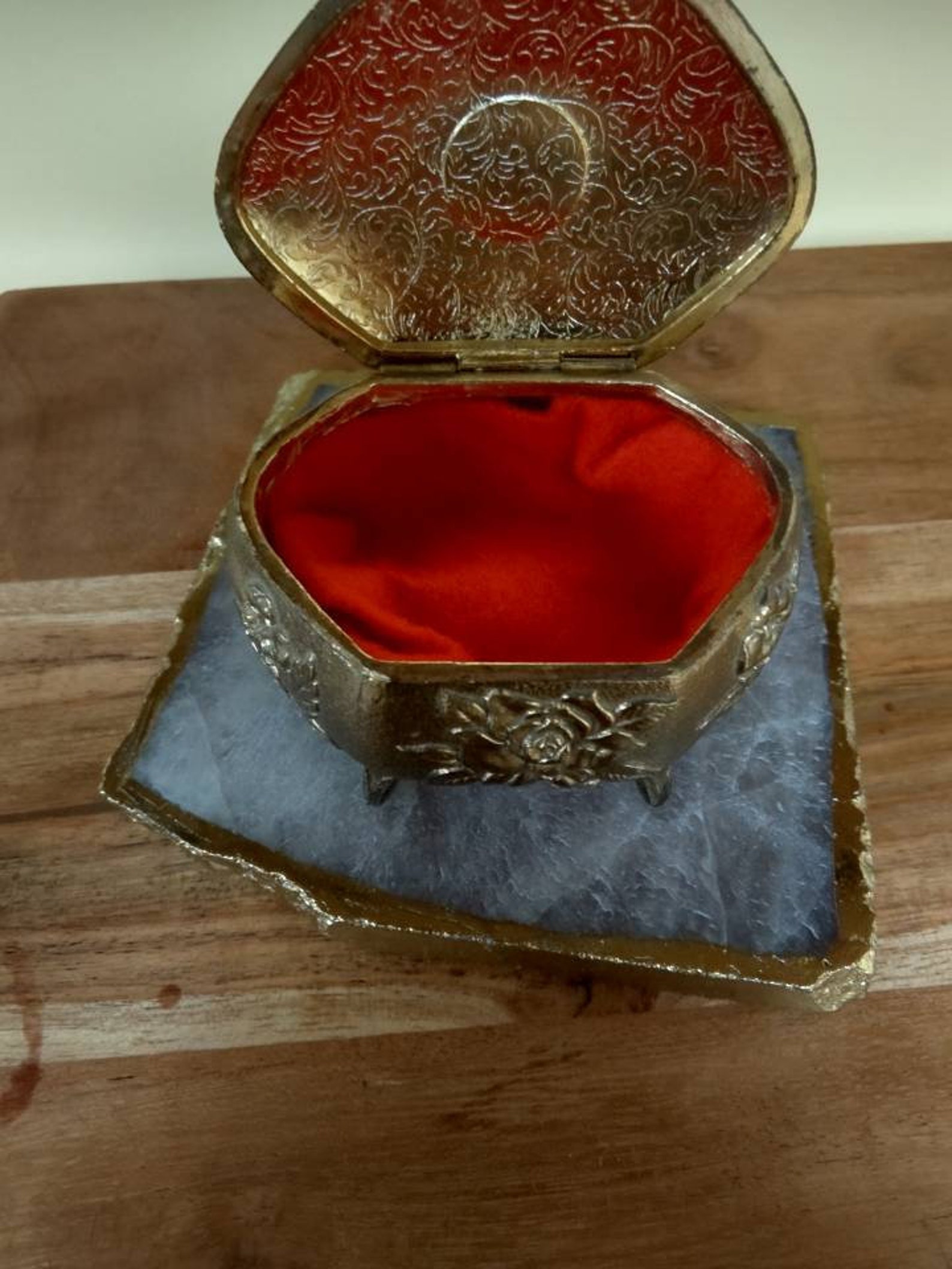 Metal and Enamel Green Gem Jewlery/trinket Box - Etsy