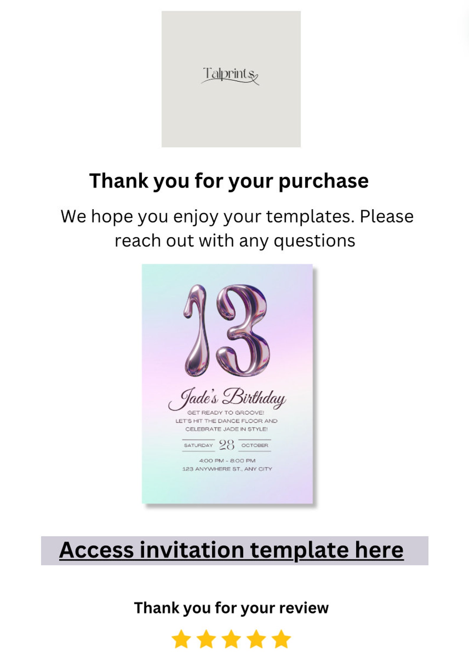 Digital Birthday Invitation, Birthday Party, Digital Birthday Party ...