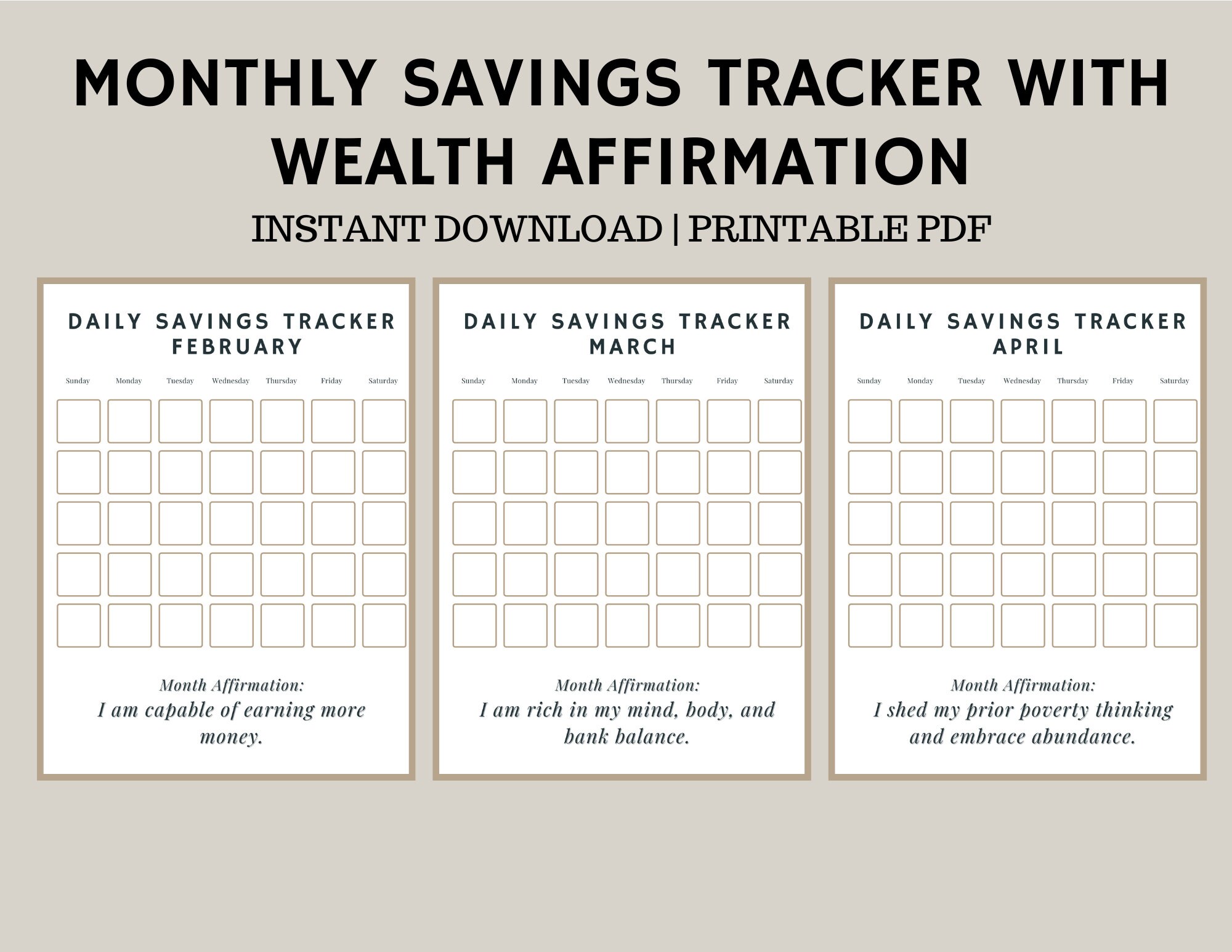 Saving Planner Printable, Savings Tracker, Affirmations, Monthly ...
