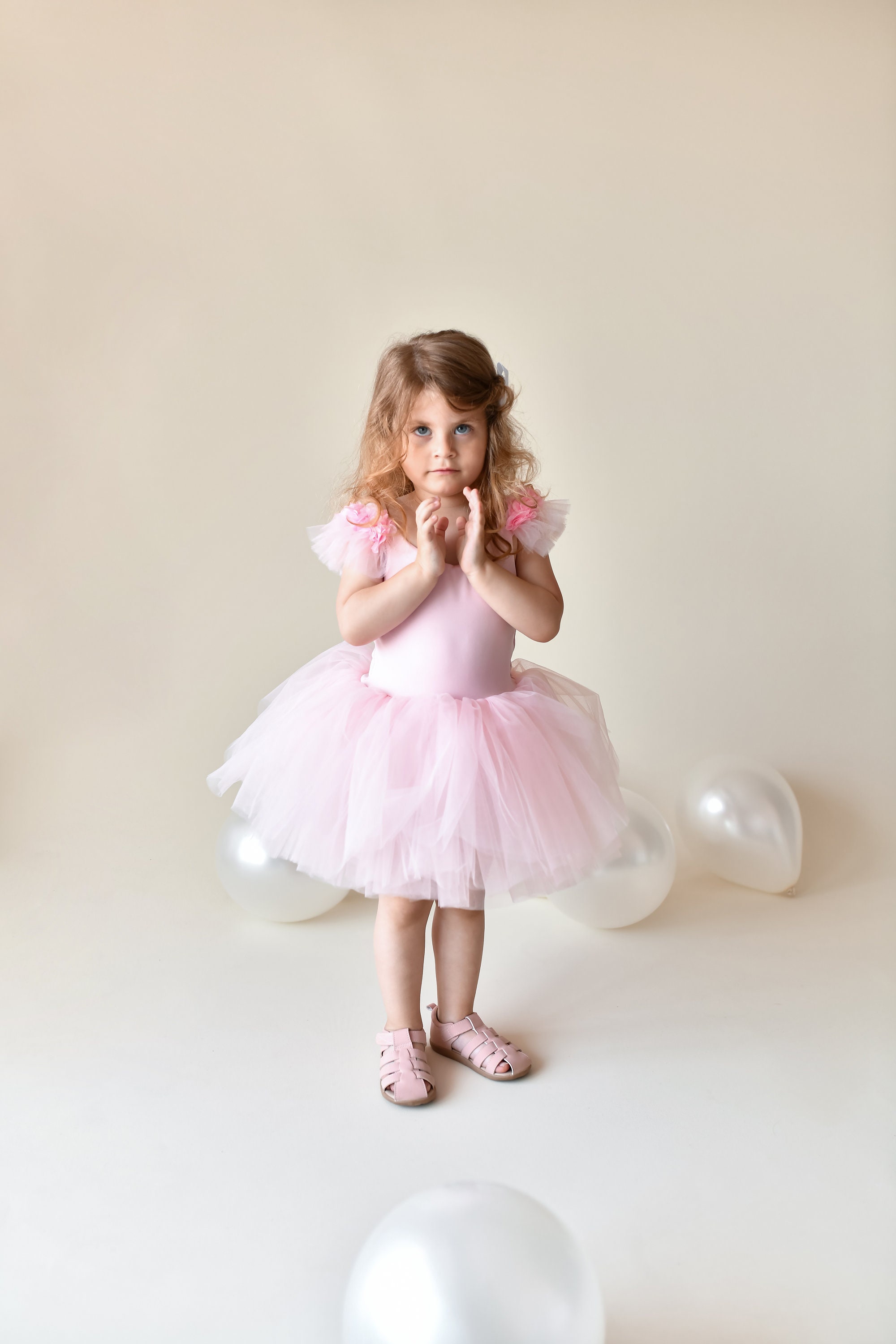 Pink Bloom Tulle Dress, Baby's Outfit, Girl's Flower Tutu Dress, Baby's ...