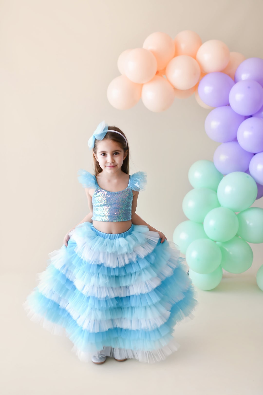 Blue Long Tutu Skirt and Crop Top/elsa Tutu Skirt/snowflake Tutu Skirt ...