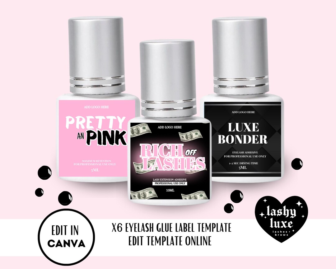 Lash Glue Adhesive Labels, Instant Download, Lash Glue, Canva , Lash ...