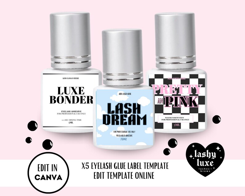 Modern Eyelash Glue Label, Adhesive Template, Lash Glue, Custom Label ...