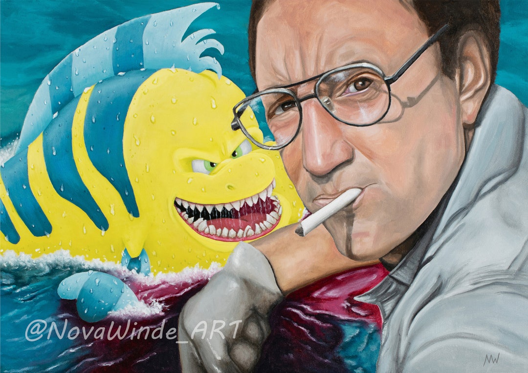 Jaws Little Mermaid Roy Scheider Flounder Art Print Oil Painting - Etsy
