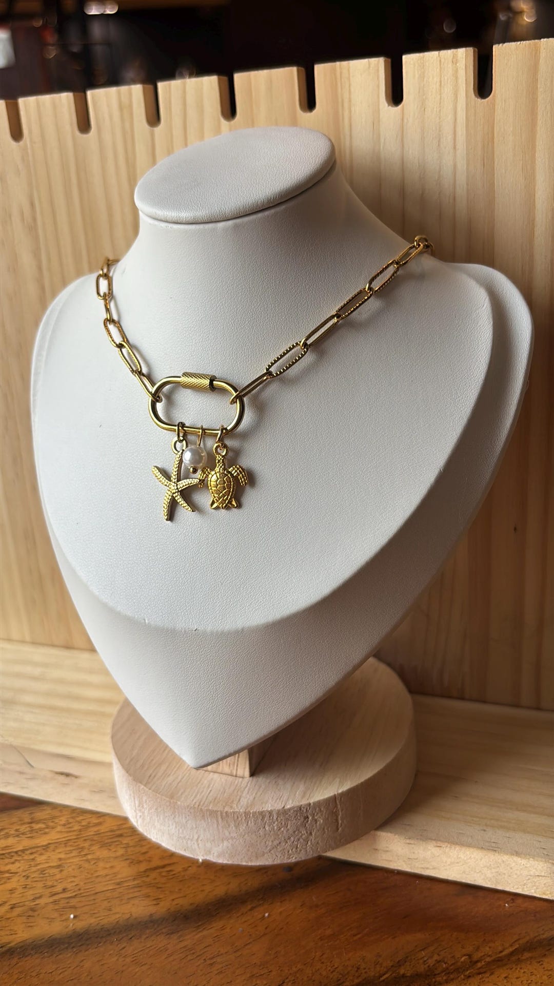 Gold Sea-inspired Necklace – Pearl, Turtle & Starfish Charms – Ocean ...