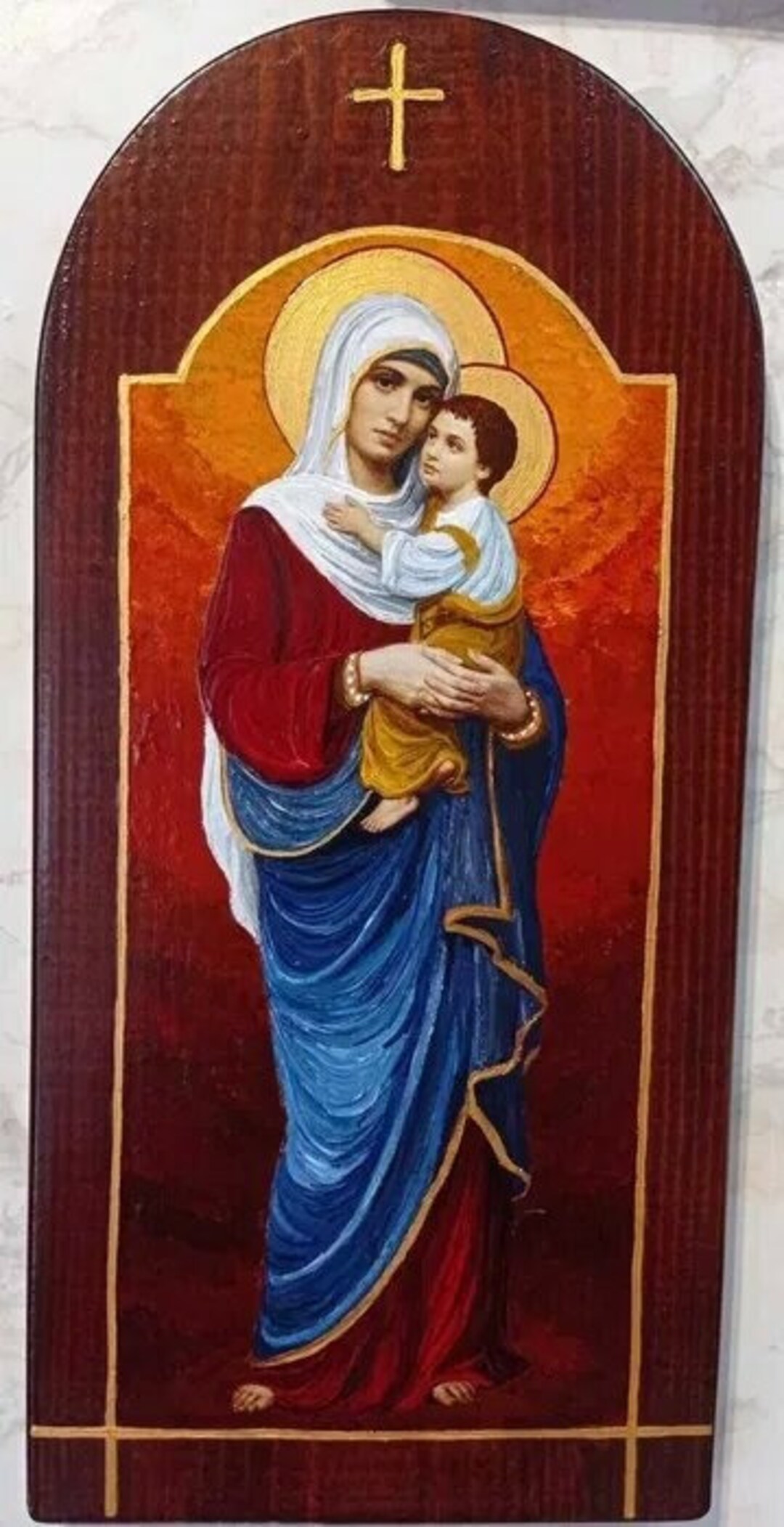 Unique Hand Made Icon - Religious Art Blessed Virgin Mary, St. Mary ...