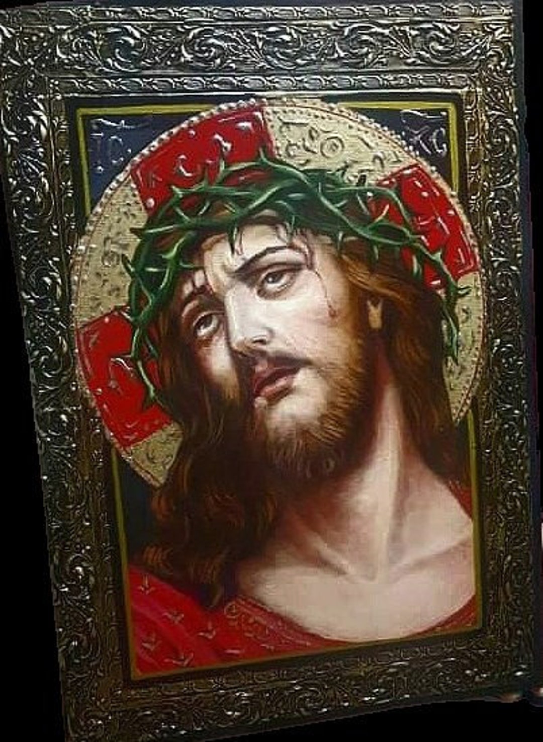 Jesus Christ Hand Painted Icon. Christian Art. Religious Handmade Gift ...
