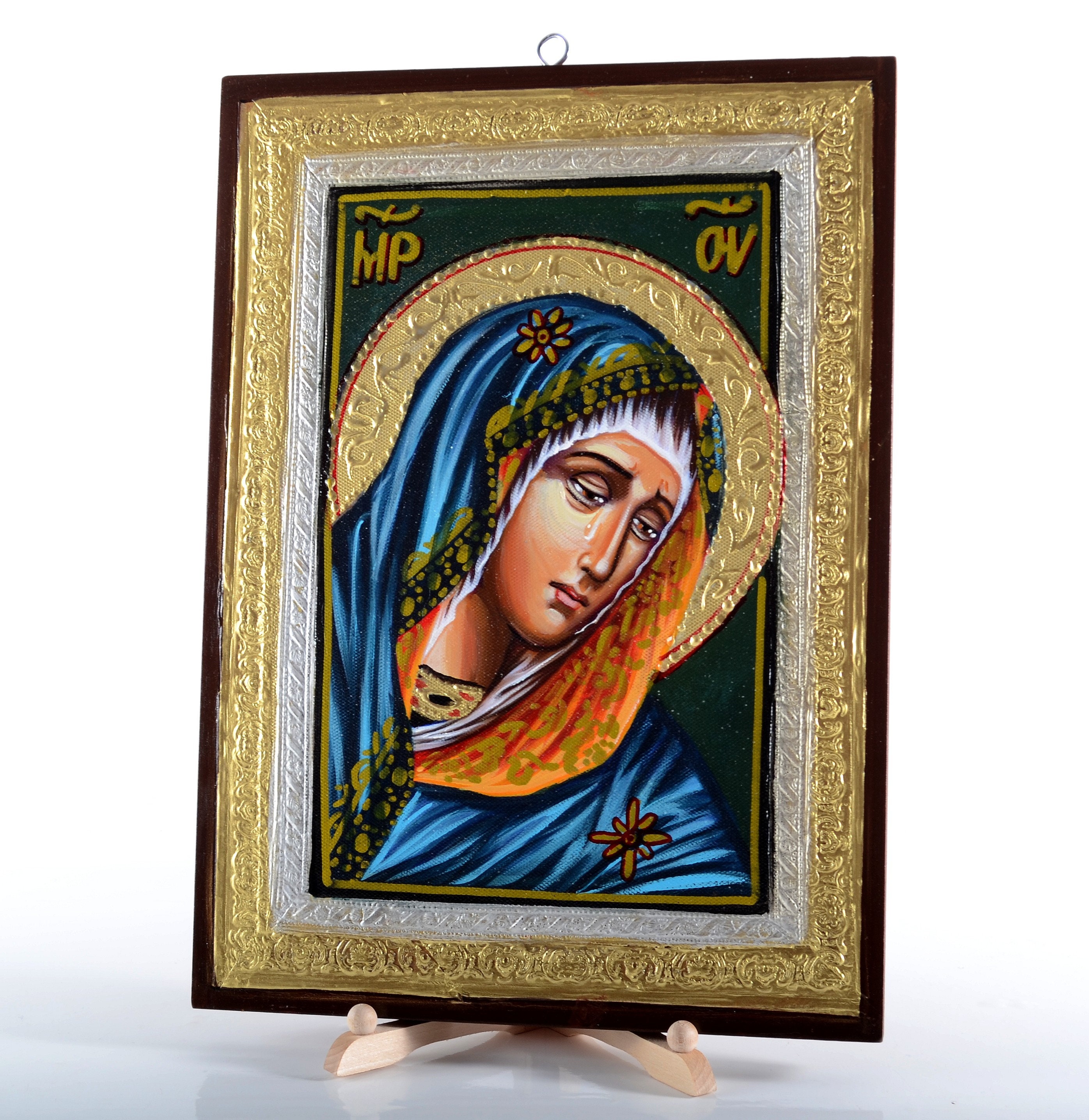 Unique 100% Hand Painted Icon Crying Holy Mother of God Saint - Etsy