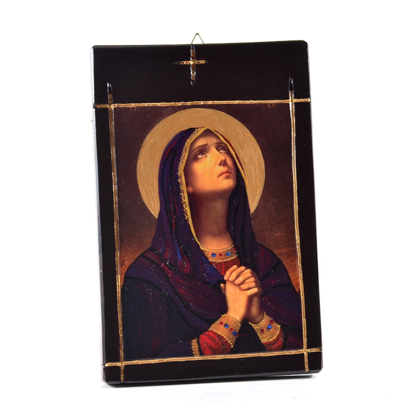 Handmade St. Mary Icon, Blessed Virgin Mary, Religious Art - Etsy