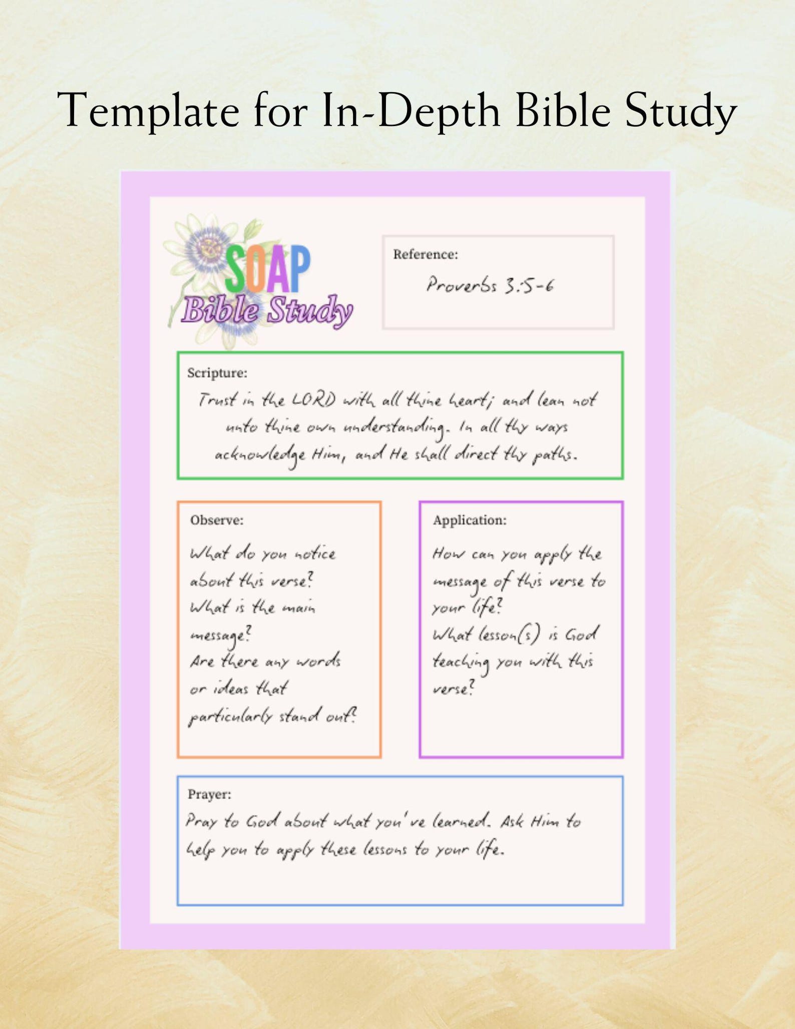 SOAP Bible Study Printable Template, SOAP Method Bible Verse Mapping ...