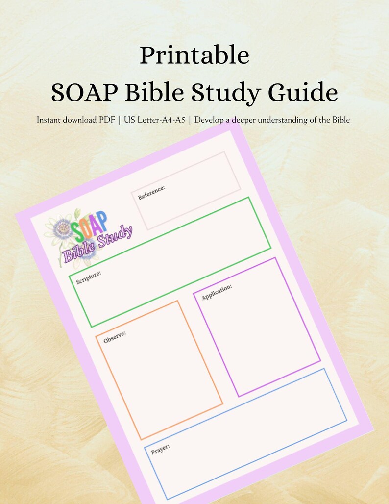 SOAP Bible Study Printable Template, SOAP Method Bible Verse Mapping ...