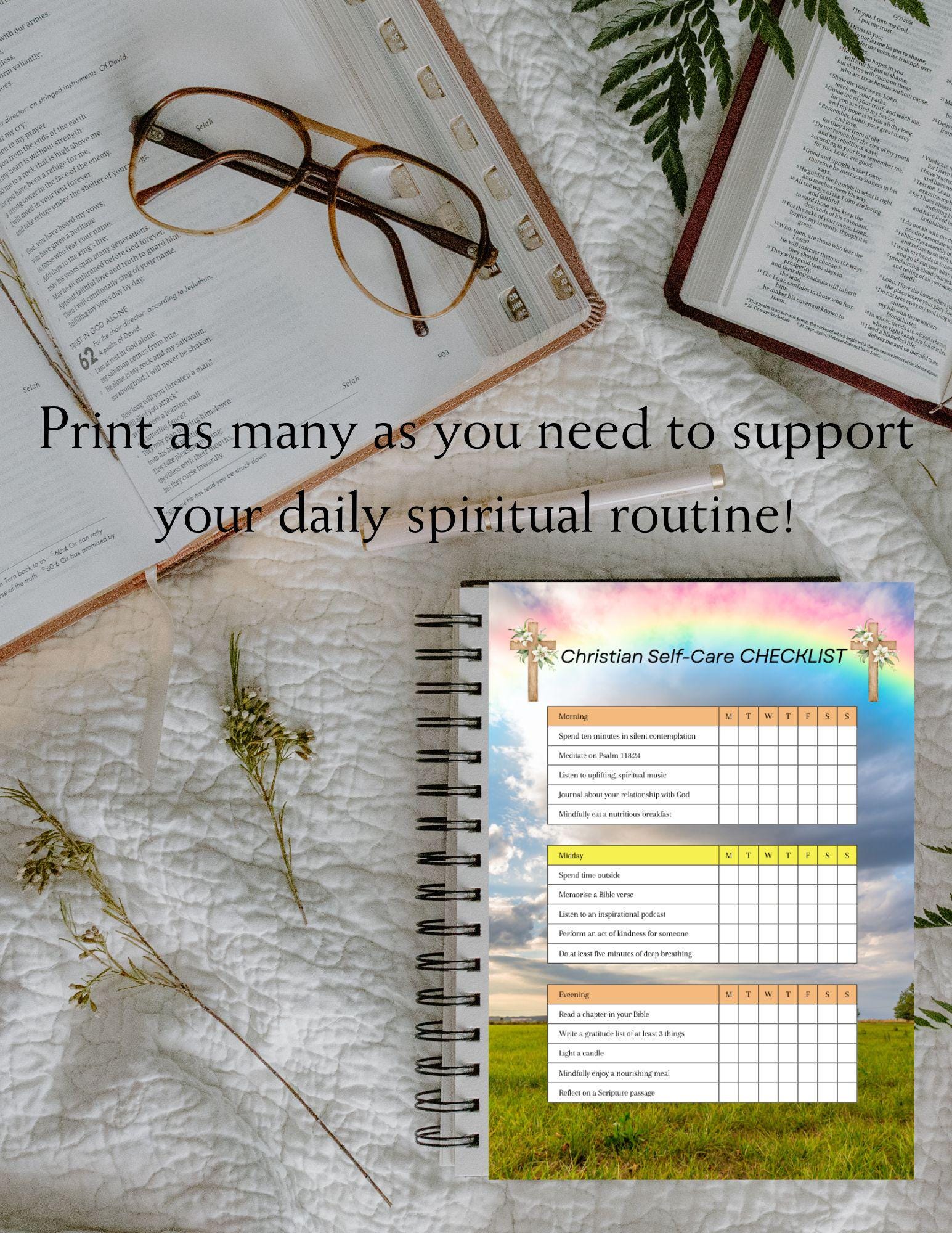 Christian Self Care Printable Planner, Wellness Daily Routine for ...