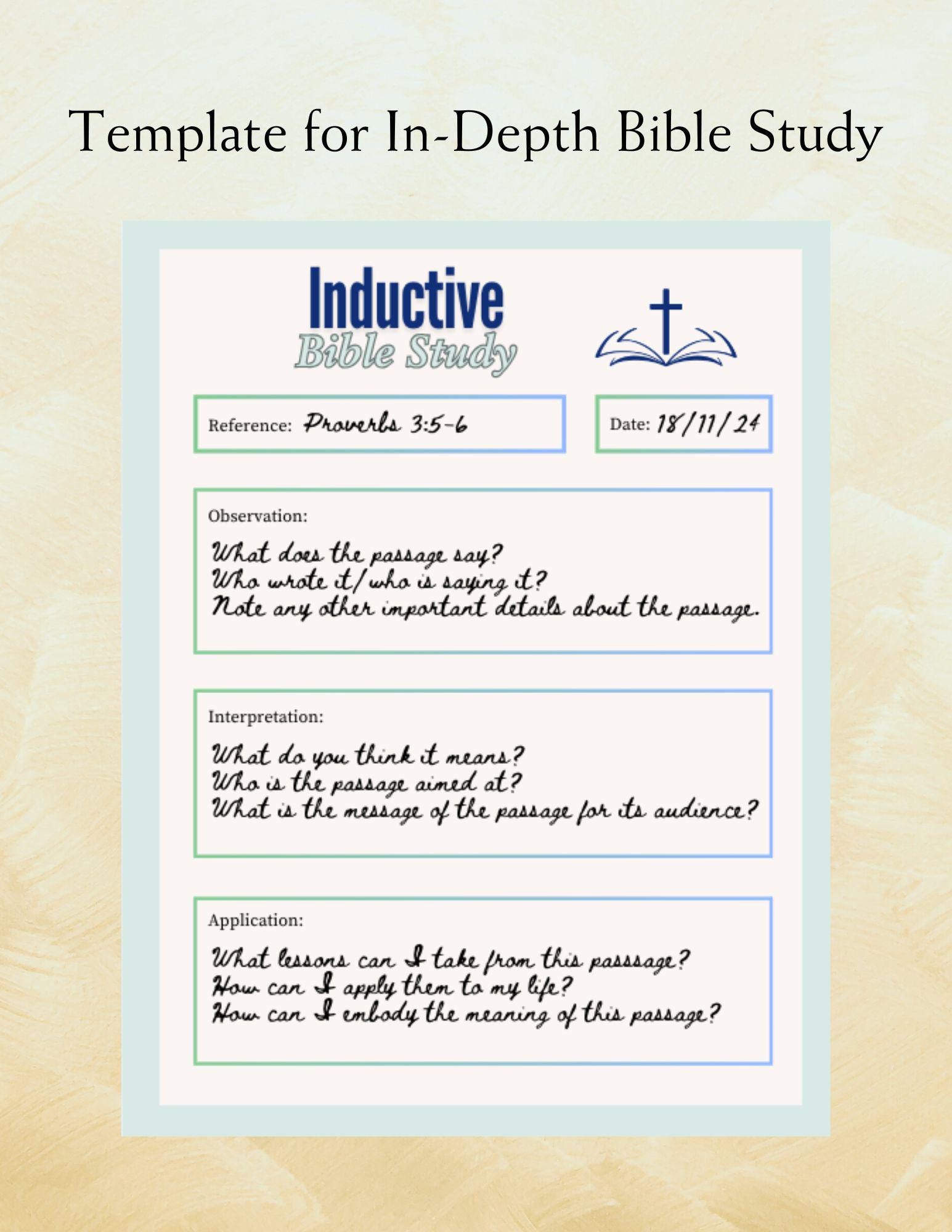 Inductive Bible Study Printable Template, Bible Study Support ...
