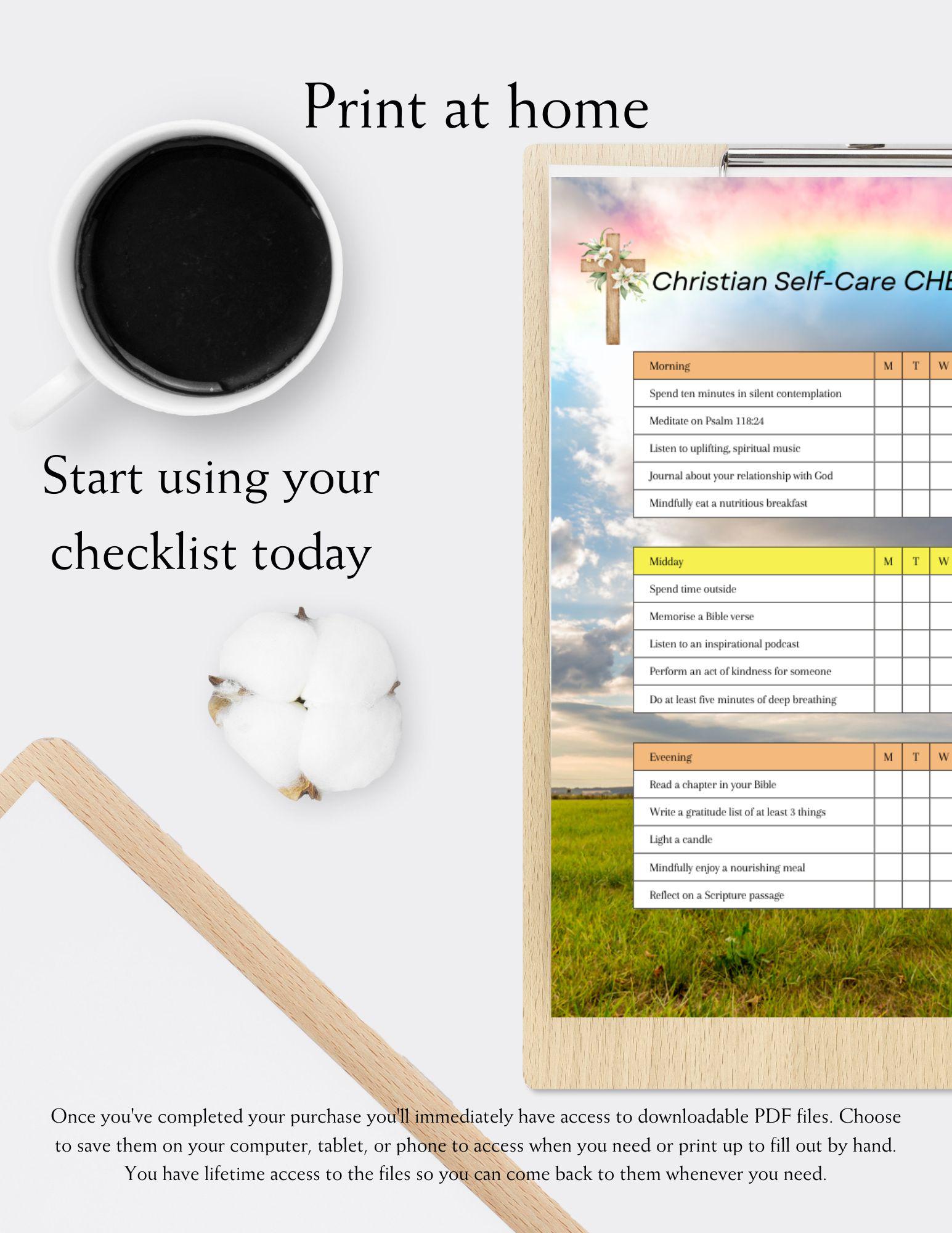 Christian Self Care Printable Planner, Wellness Daily Routine for ...