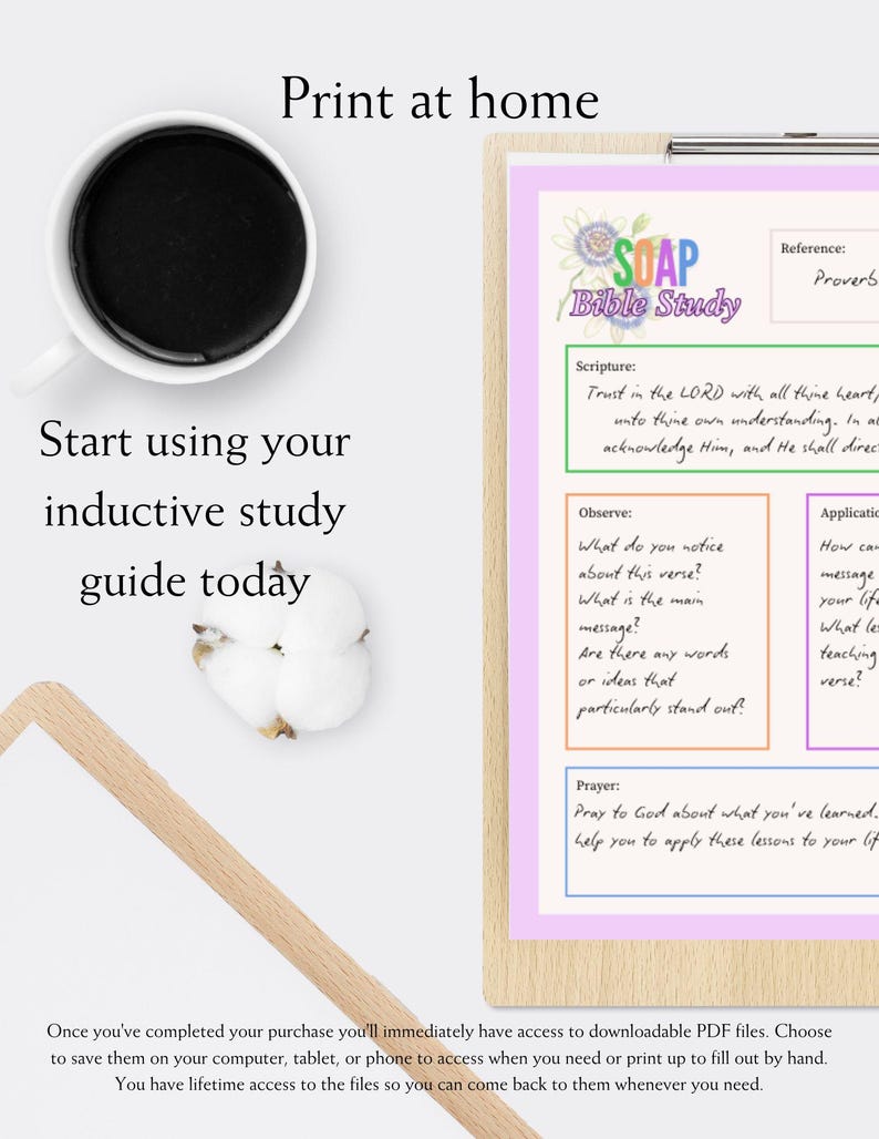 SOAP Bible Study Printable Template, SOAP Method Bible Verse Mapping ...
