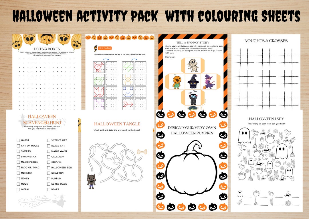 Printable Halloween Activity Bundle: Games & Coloring (PDF Download) - Etsy