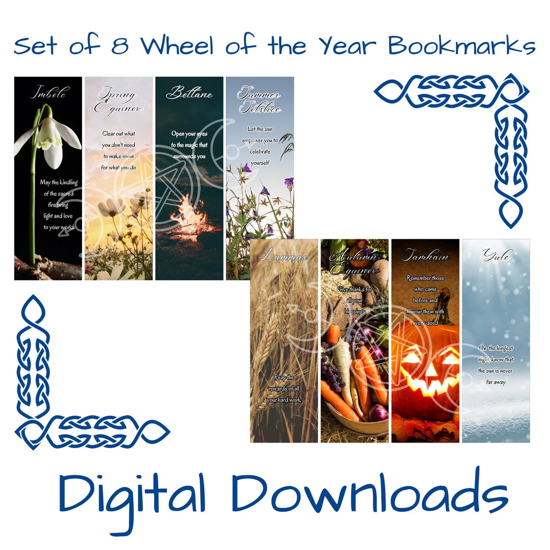 Wheel of the Year Bookmarks: Pagan Printable Designs (PDF Download) - Etsy