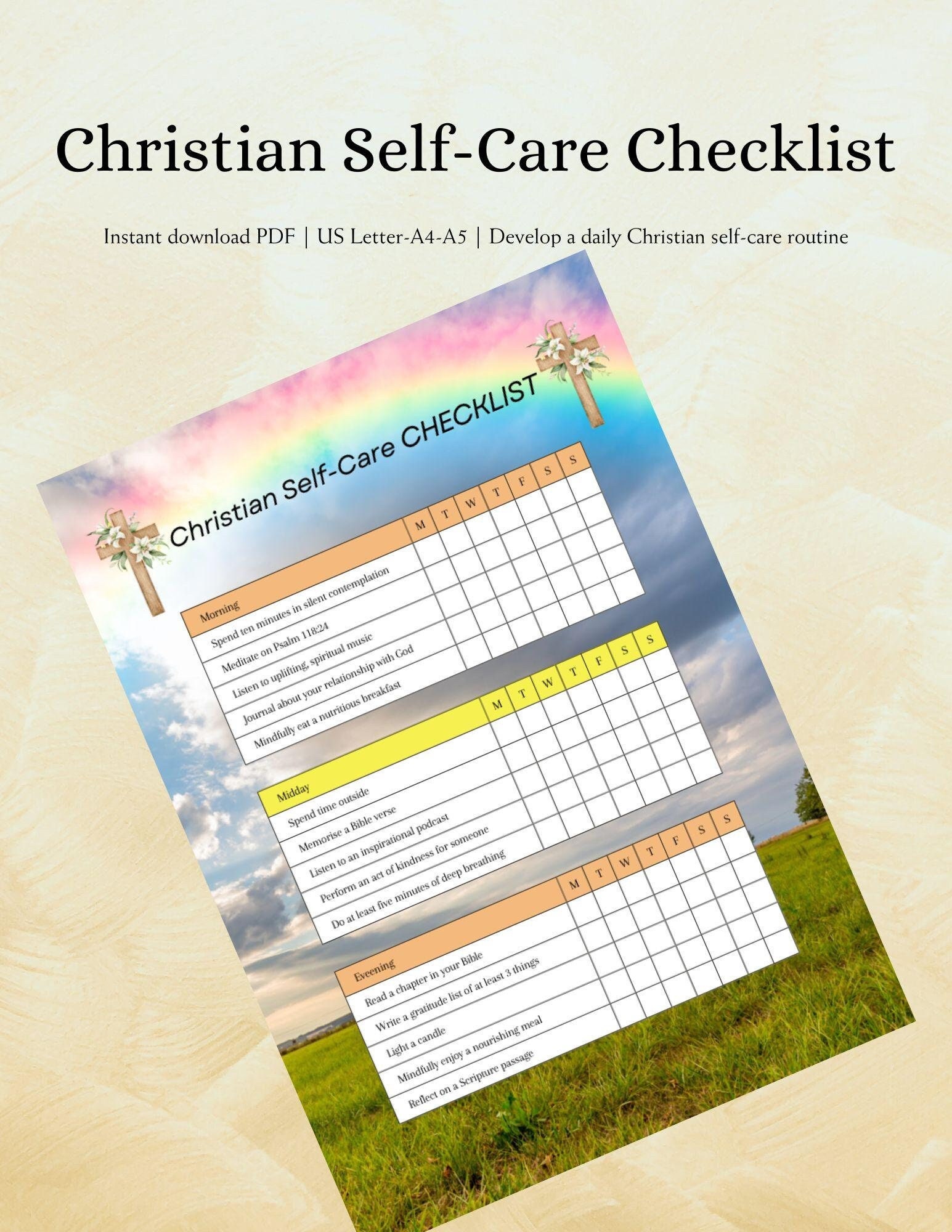 Christian Self Care Printable Planner, Wellness Daily Routine for ...