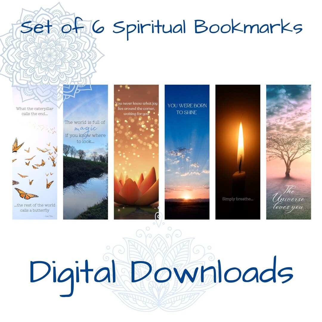 Set of 6 Spiritual Bookmarks, Positive Affirmation Bookmarks, Positive ...