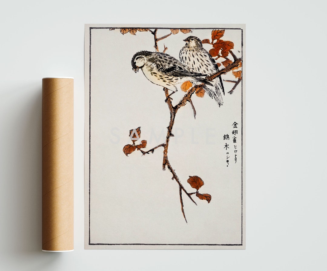 Japanese Sparrow Birds Poster Japanese Birds Art Print Gift - Etsy