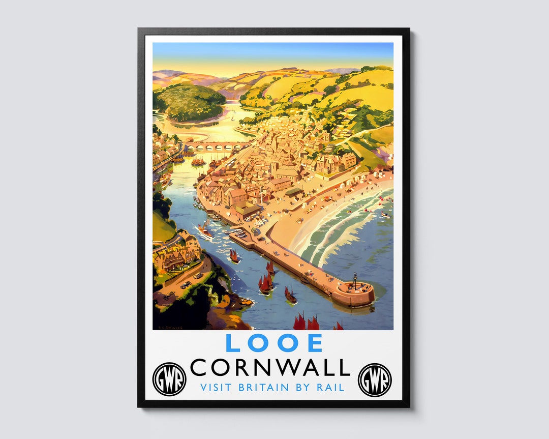 Looe, Cornwall British Railways Vintage Illustration Wall Art, Travel ...