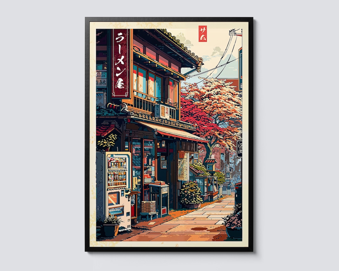 Pixel Ramen Shop, Anime Style Pixel Art Illustration, City Street Scene ...