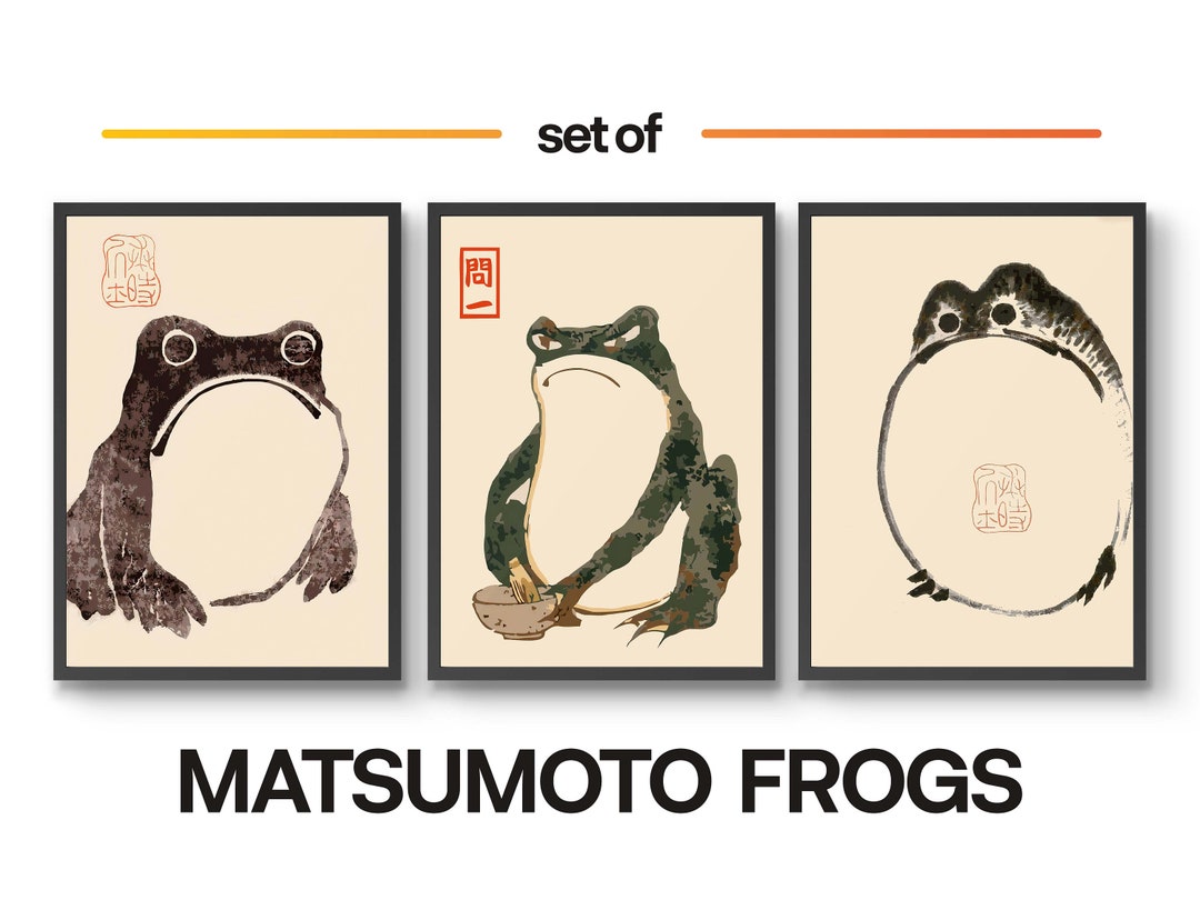 Matsumoto Hoji Frogs - Set of 3 Prints, Vintage Japanese Woodblock ...