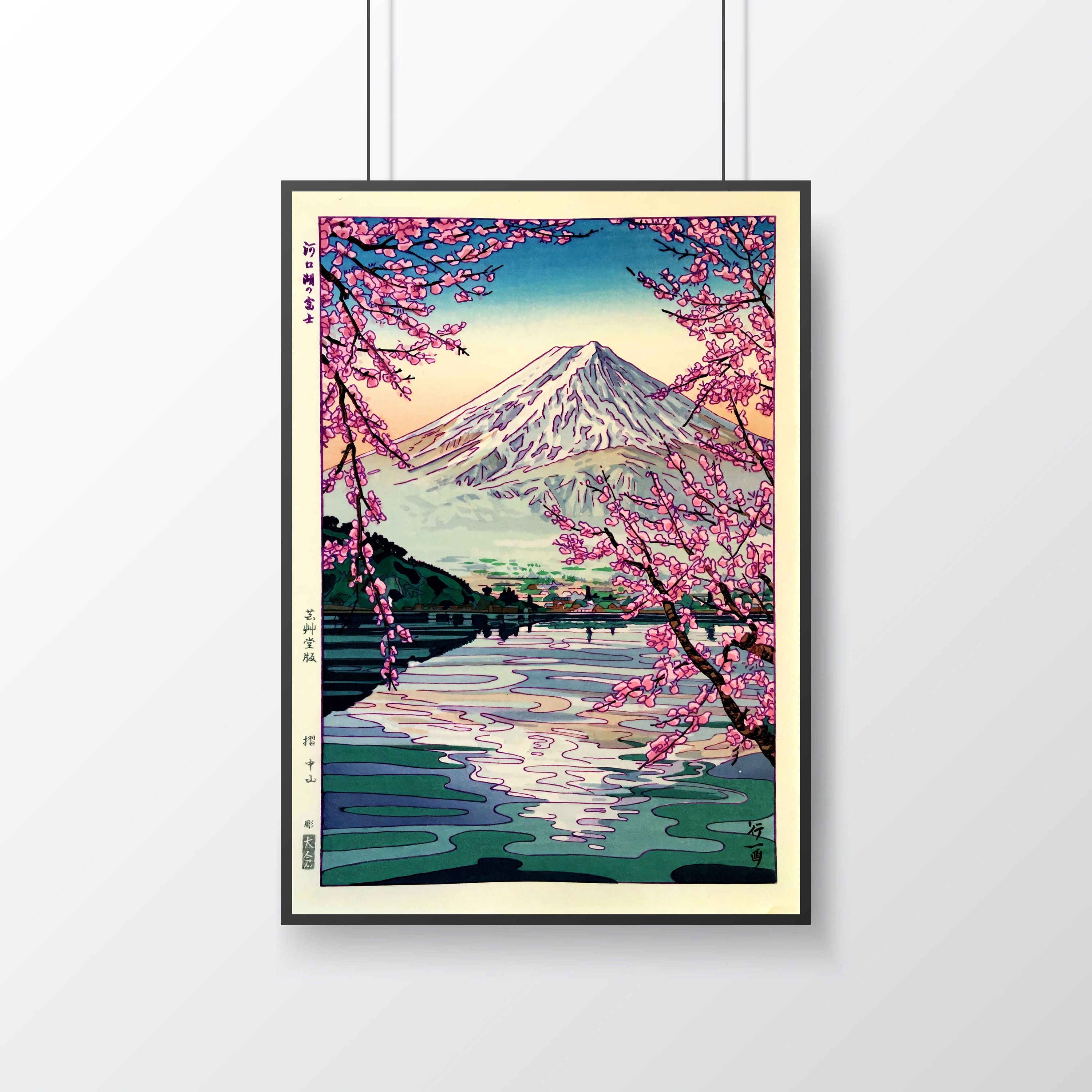 Mount Fuji Print Vintage Japanese Woodblock Kawaguchiko - Etsy