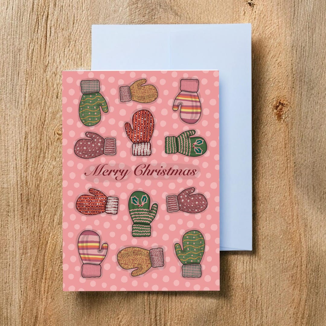 Cosy Mittens Christmas Card: Festive Holiday Greeting (A5) - Etsy