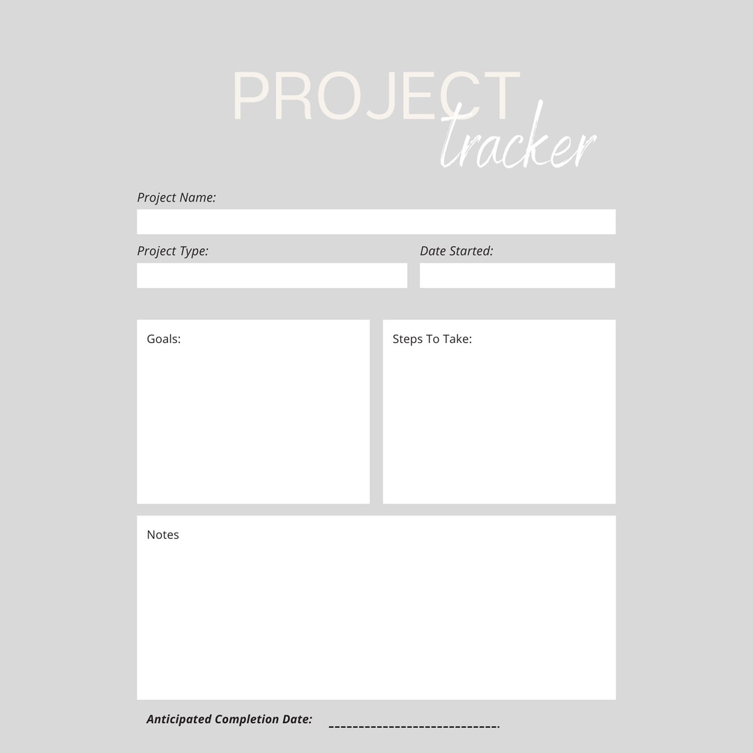 Project Tracker Instant Download Etsy
