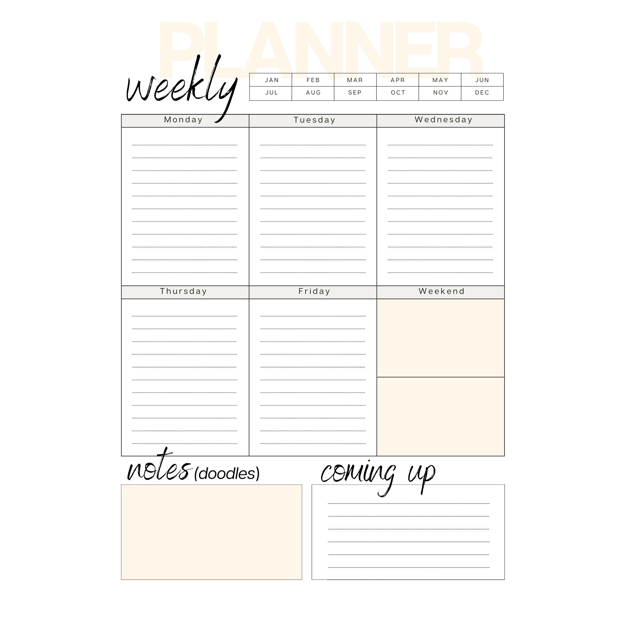 Weekly Planner Page - Instant Download - Etsy