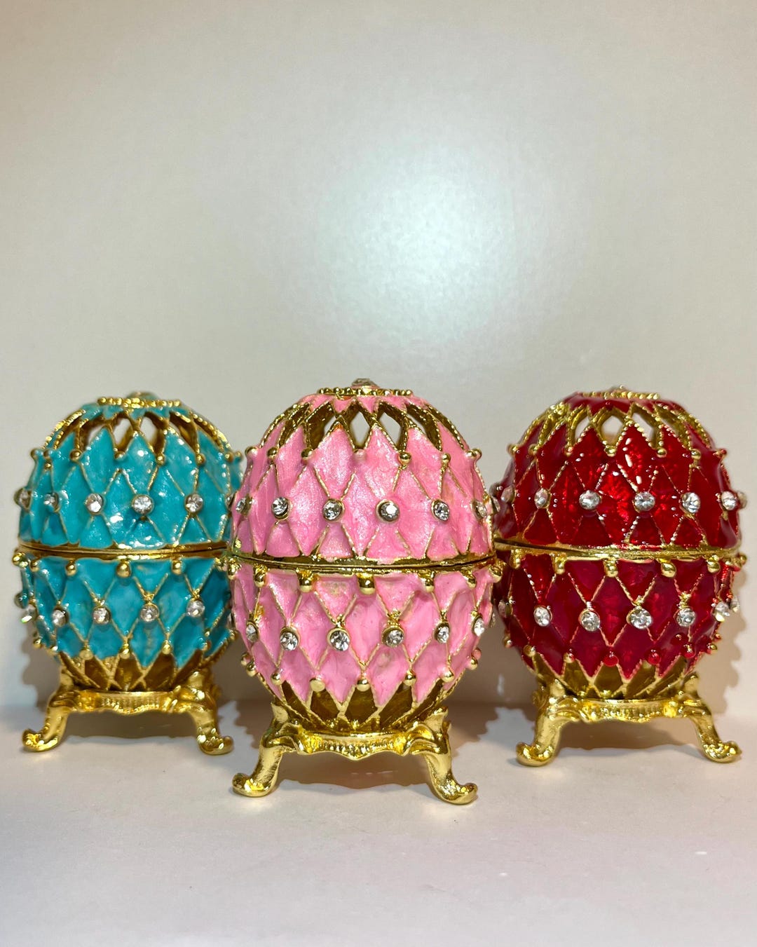 Faberge Style Egg Trinket Box – Hand-painted Enamel - Crystal | Color ...