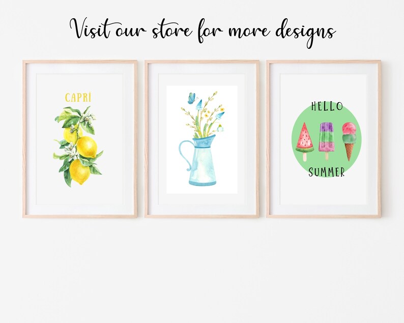 Printable Hello Summer Print, Lemon Slice Watercolor Art, Summer Home ...