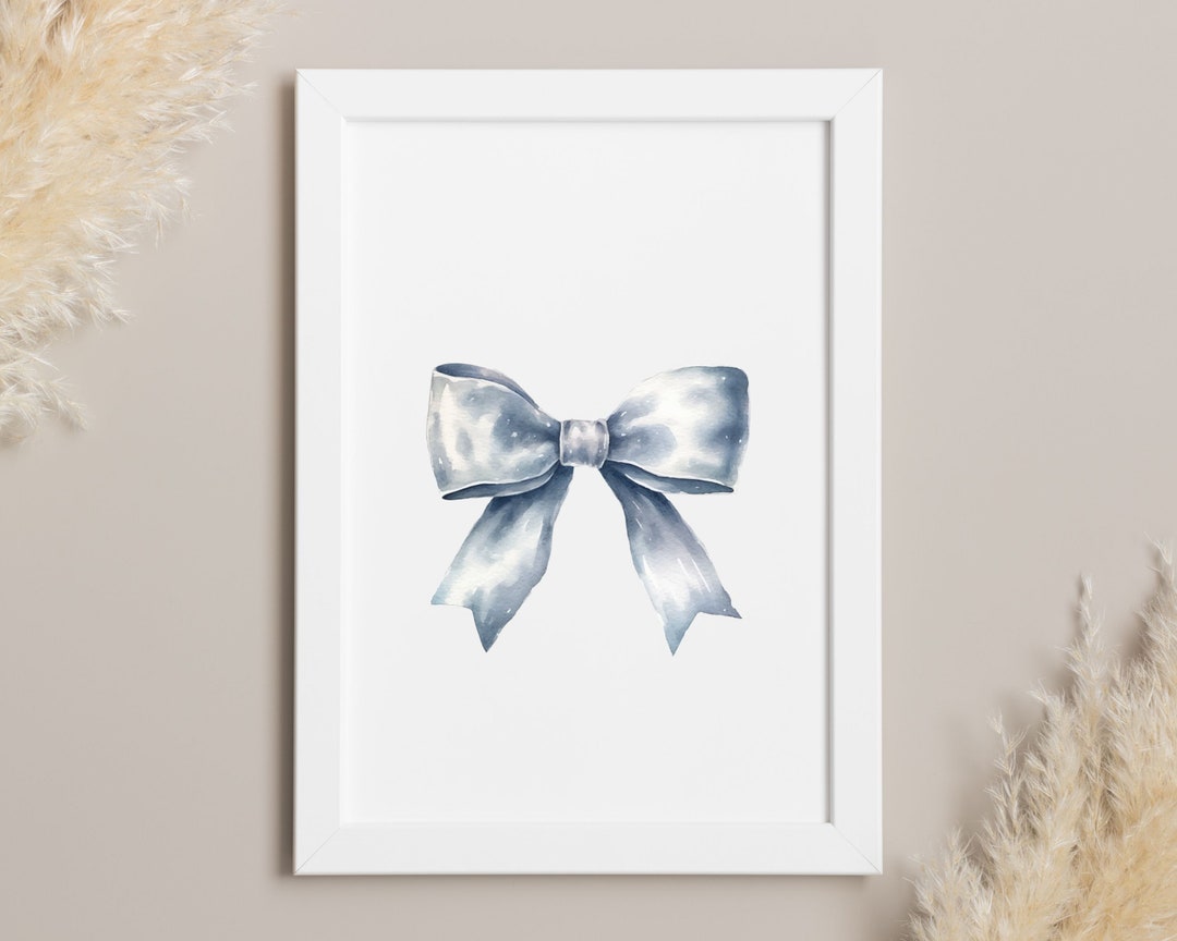 Watercolor Blue Bow Print, Printable Wall Art, Travel Nursery Decor,bow ...