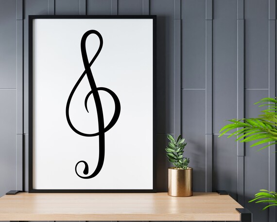 Treble Clef Print Digital Download Minimal Art Prints Music - Etsy