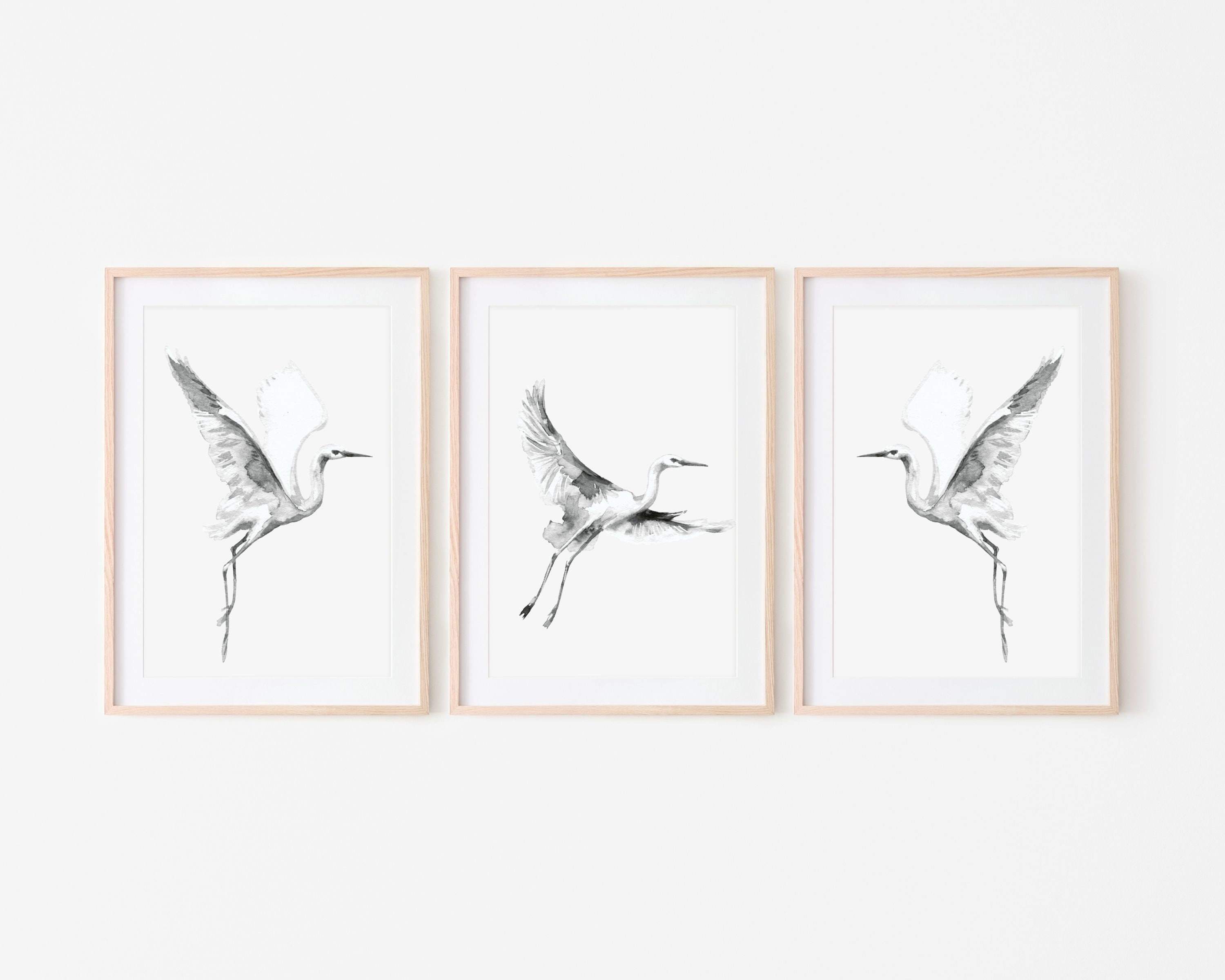 Watercolor Flying Stork Print Home Decor Stork Print Set Stork Art ...