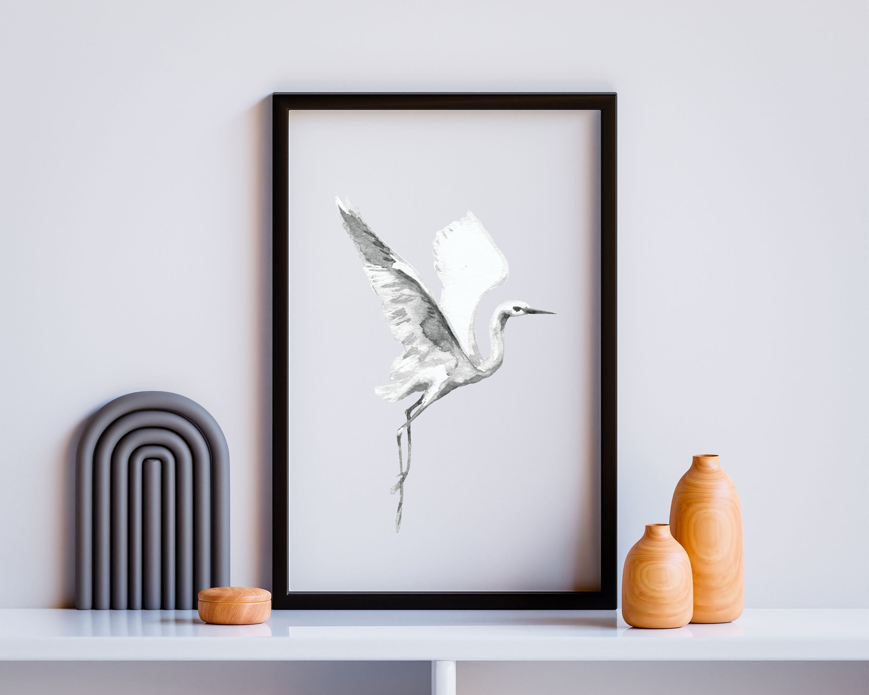 Watercolor Flying Stork Print Home Decor Stork Print Set Stork Art ...