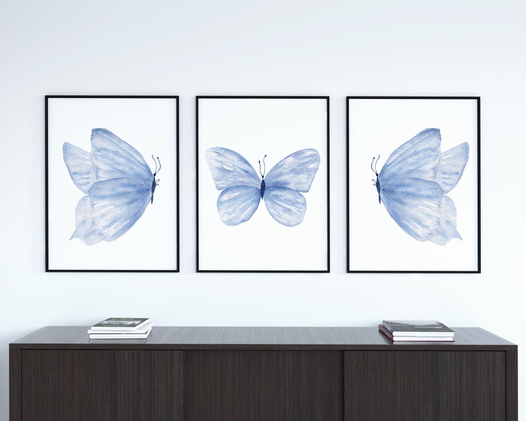 Watercolor Blue Butterfly Print -butterfly Bedroom Decor - Butterfly ...