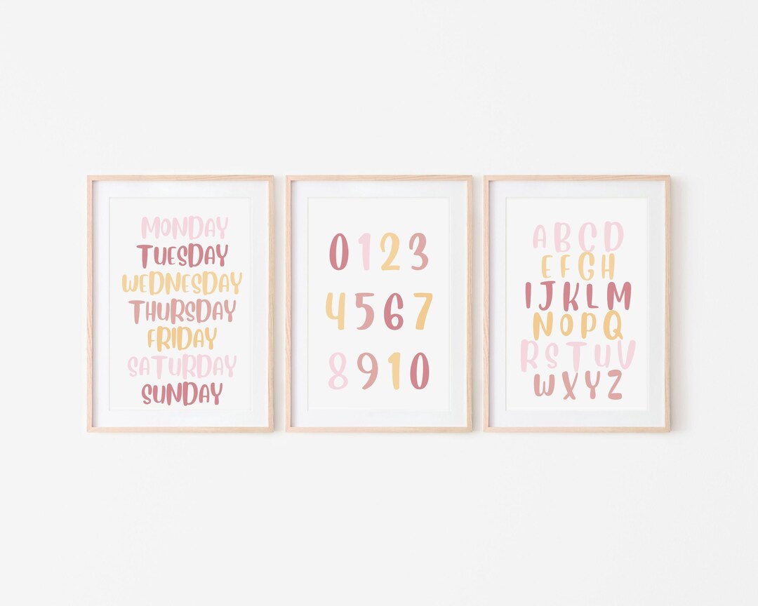 Colorful Alphabet, Numbers , Days Digital Print, Educational Nursery ...