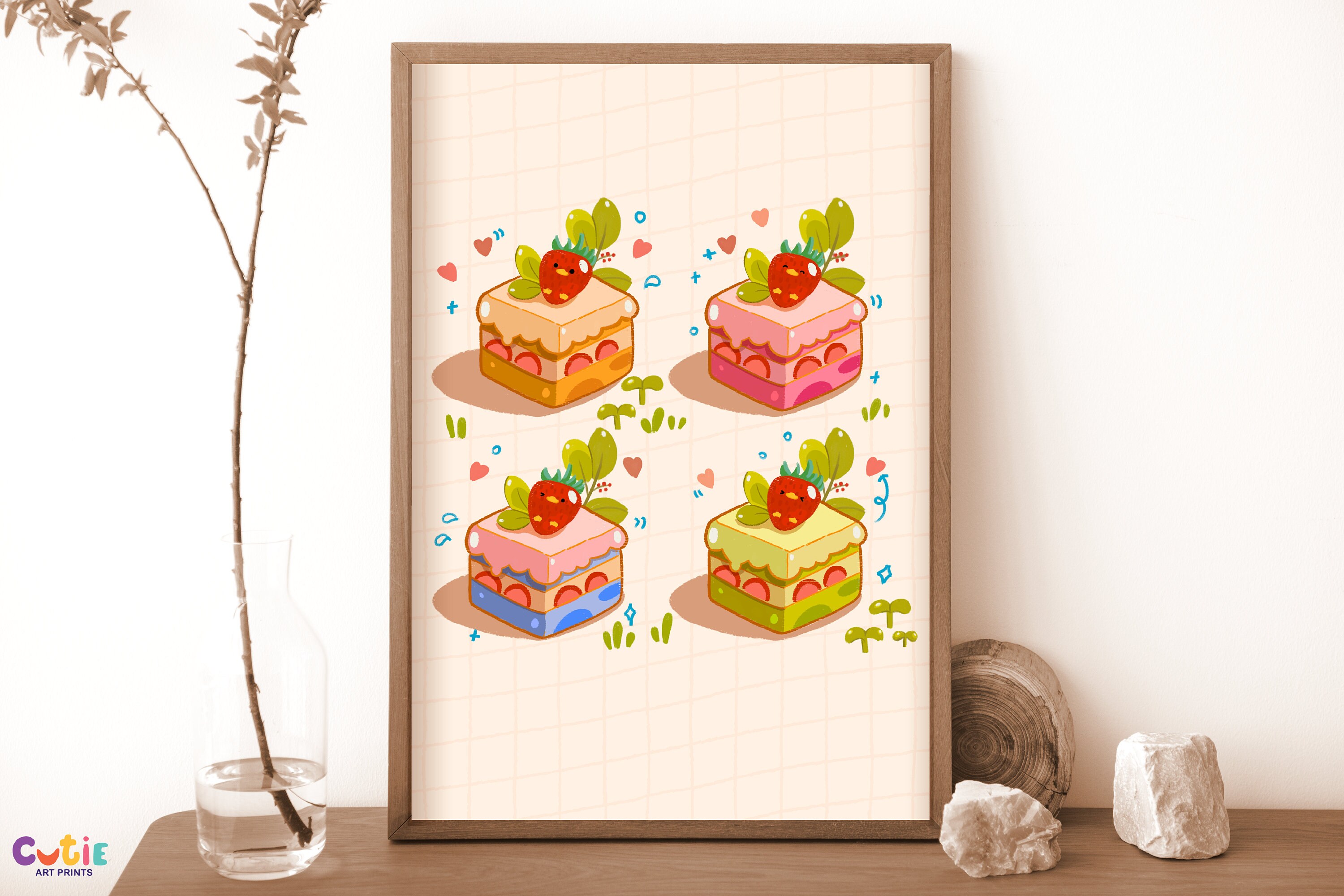 Kawaii Food, Cute Cakes, Colorful Wall Illustration, Printable Art ...
